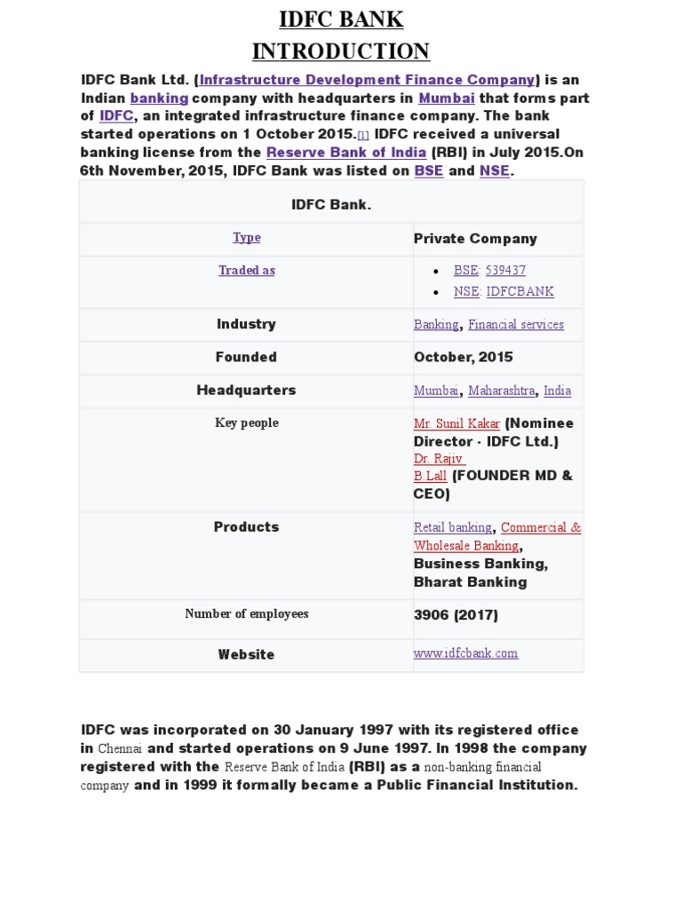 Idfc Bank | PDF | Cheque | Loans