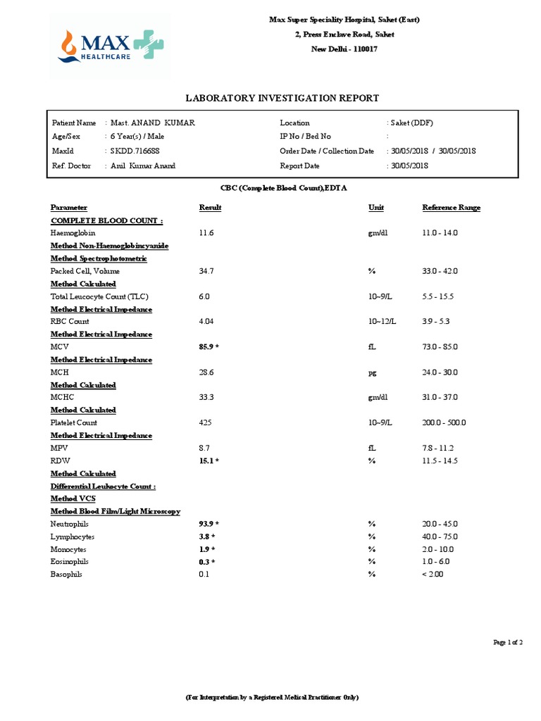 Laboratory Investigation Report: (For Interpretation by A Registered ...