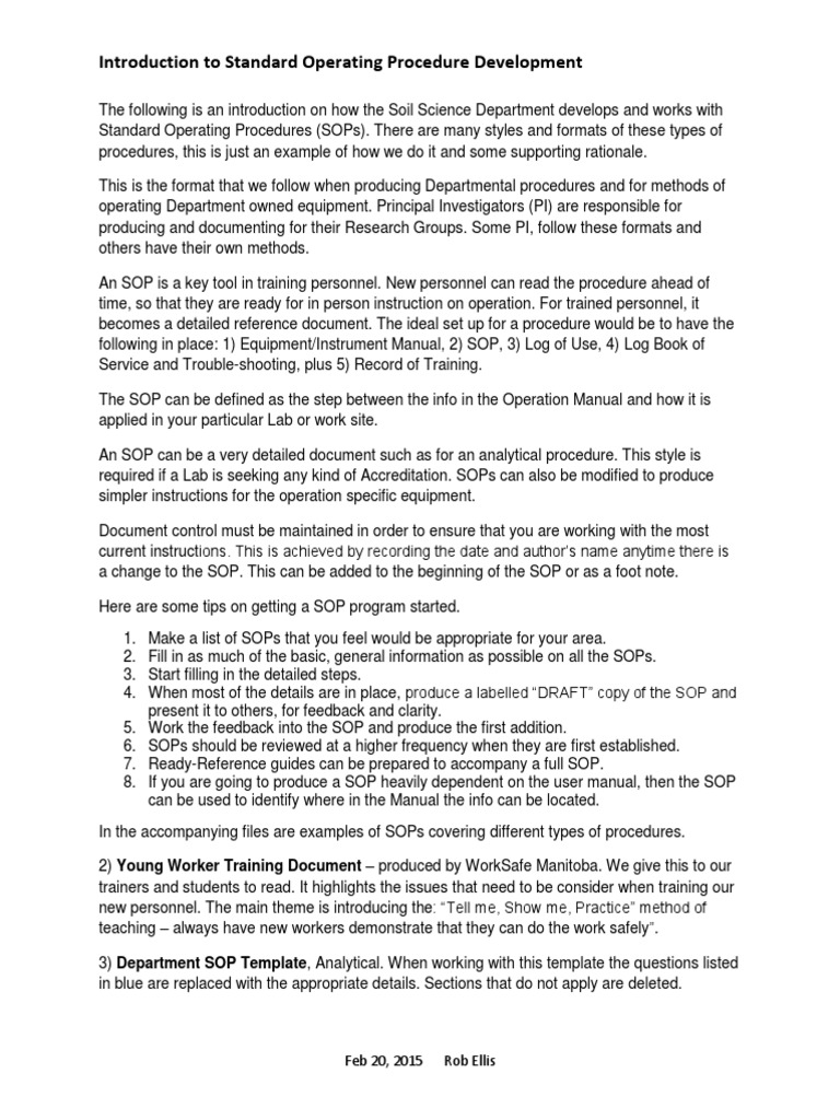 1-Introduction To Standard Operating Procedures | PDF | Computing And ...