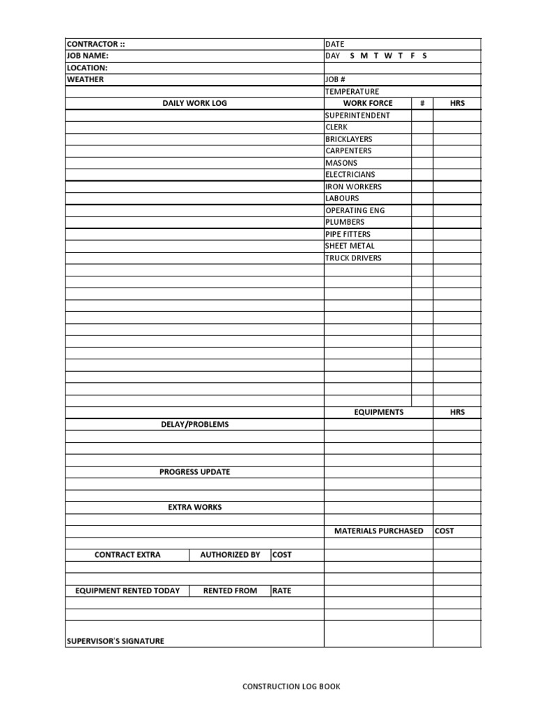 Construction Log Book2 | PDF
