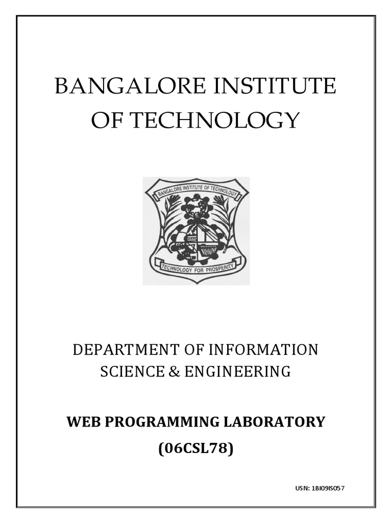 Bangalore Institute of Technology: Department of Information Science ...