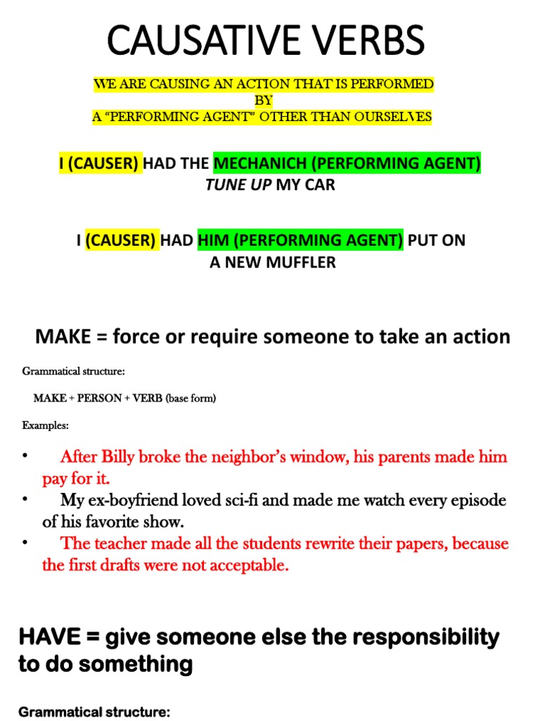 Causative Verbs Workshop 2 Part 1 | PDF