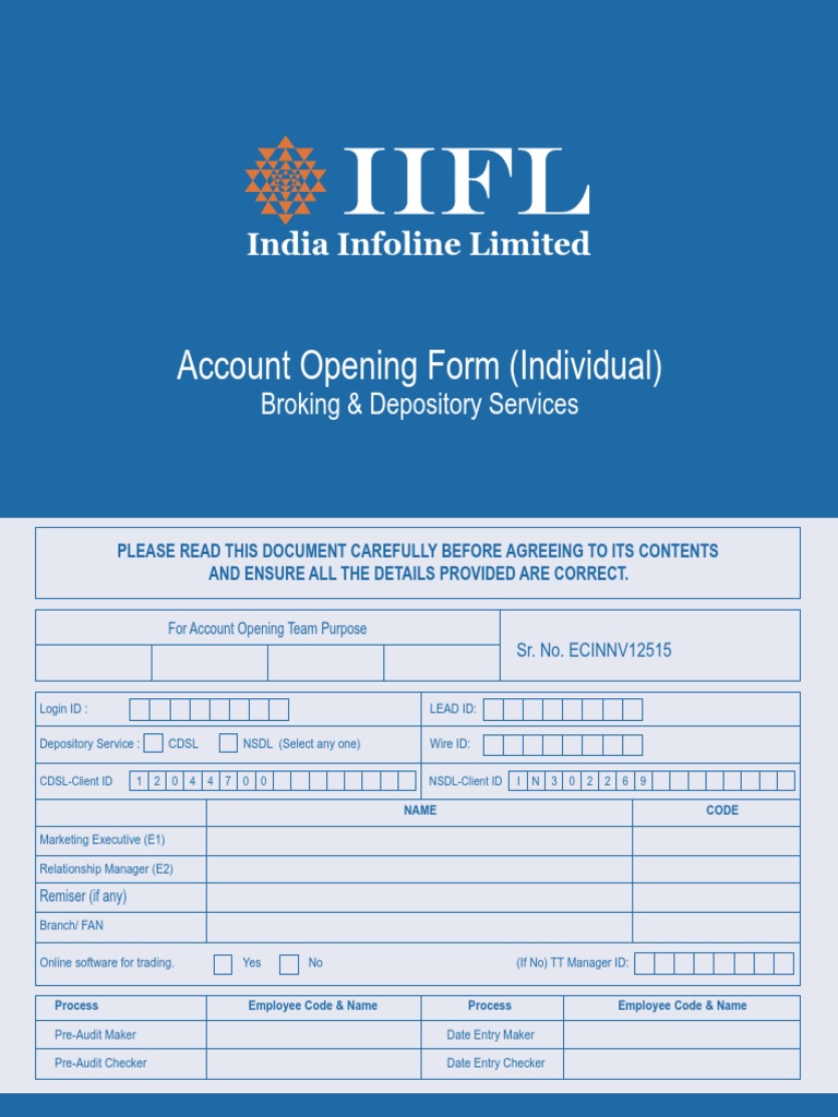 IIFL Account Opening Form Individual | PDF | Identity Document ...