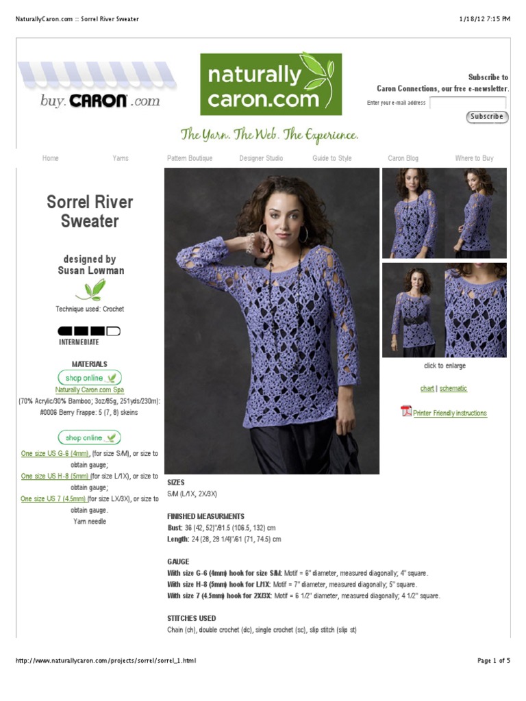 Sorrel River Sweater: Designed by Susan Lowman | PDF | Crochet | Needlework