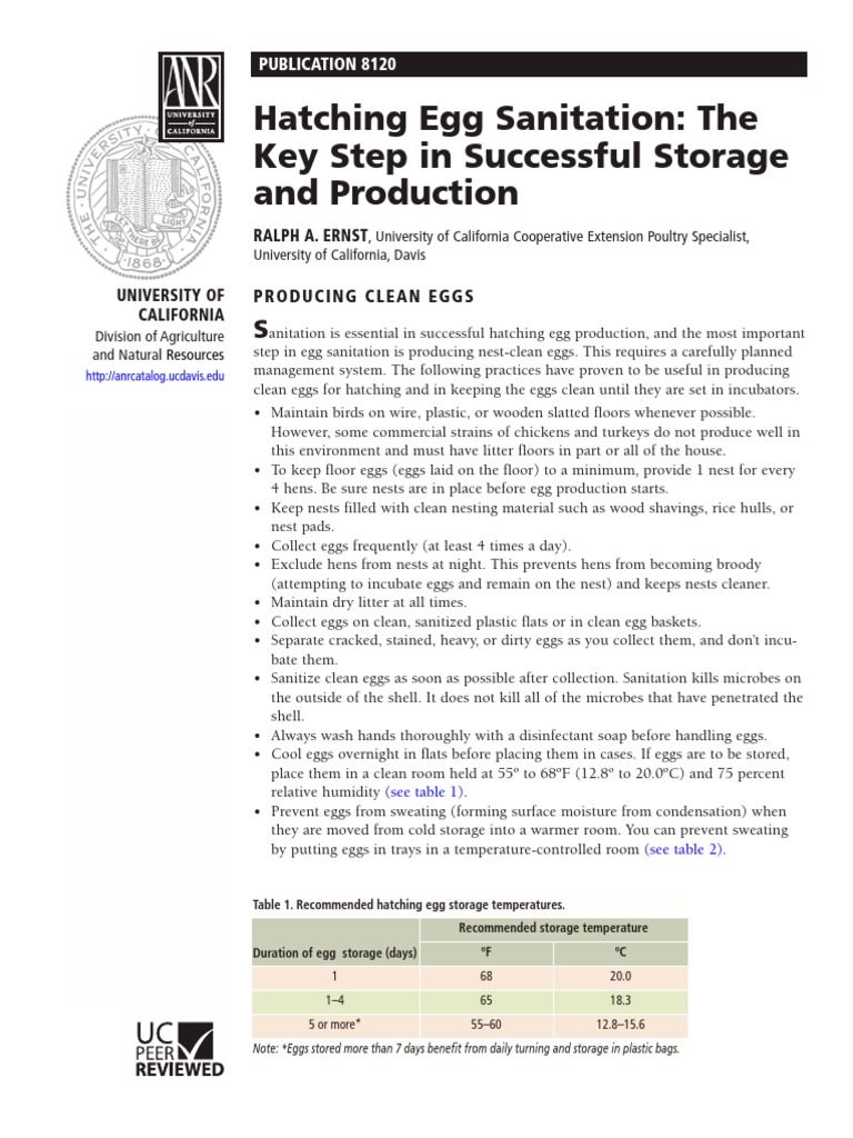 Hatching Egg Sanitation: The Key Step in Successful Storage and Production | PDF | Disinfectant ...