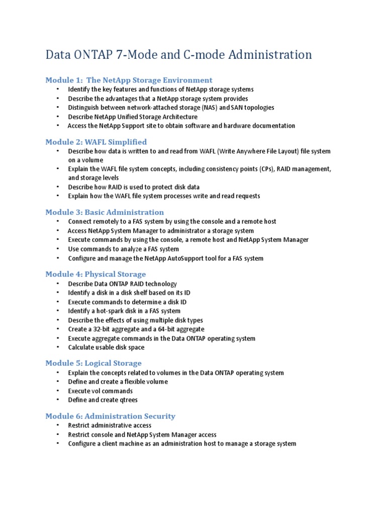 Netapp Storage Course Contents Download Free Pdf System Software