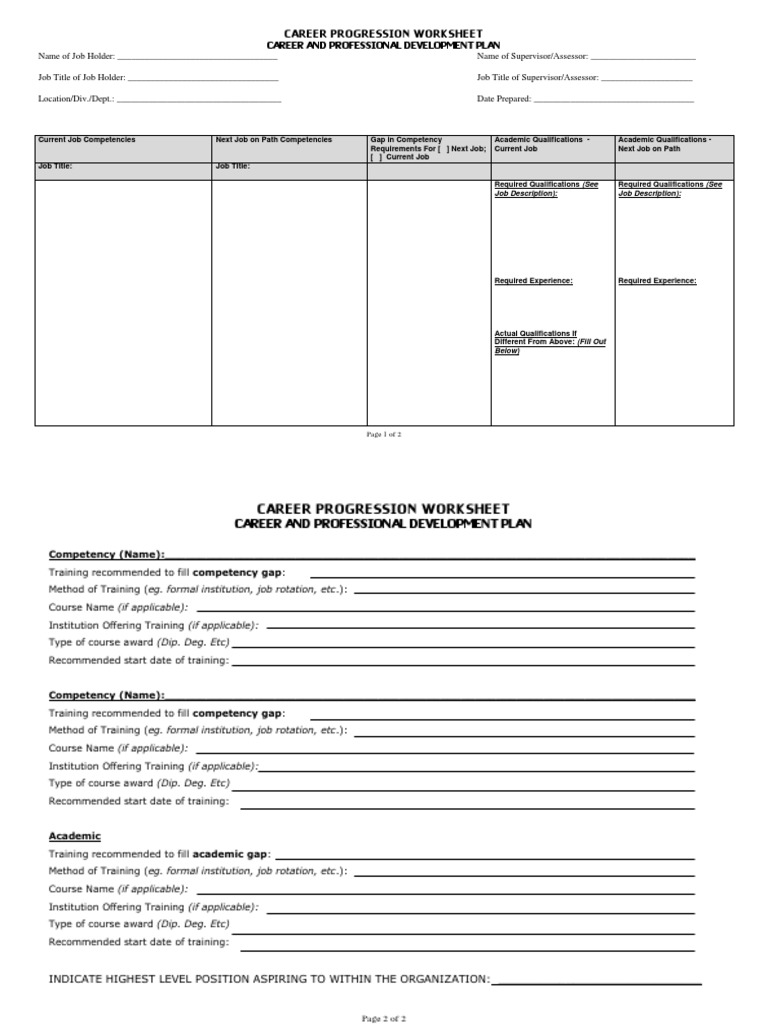 Career Progression Worksheet | PDF | Business