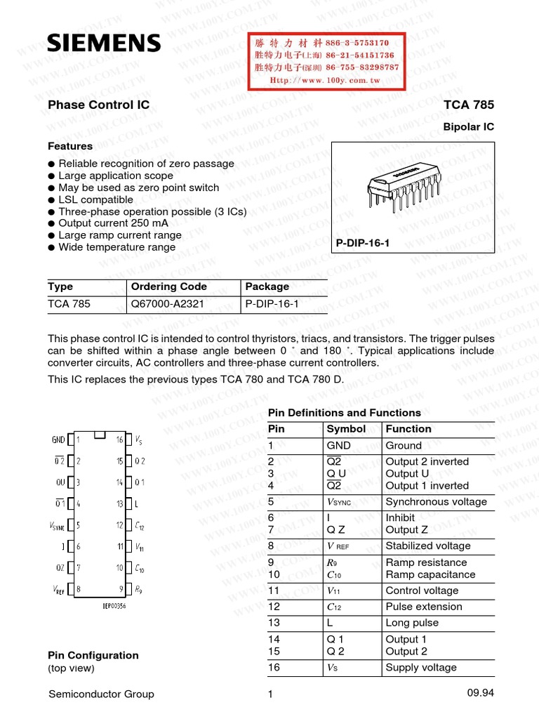 TCA785P | PDF | Circuitos electricos | Circuitos electrónicos