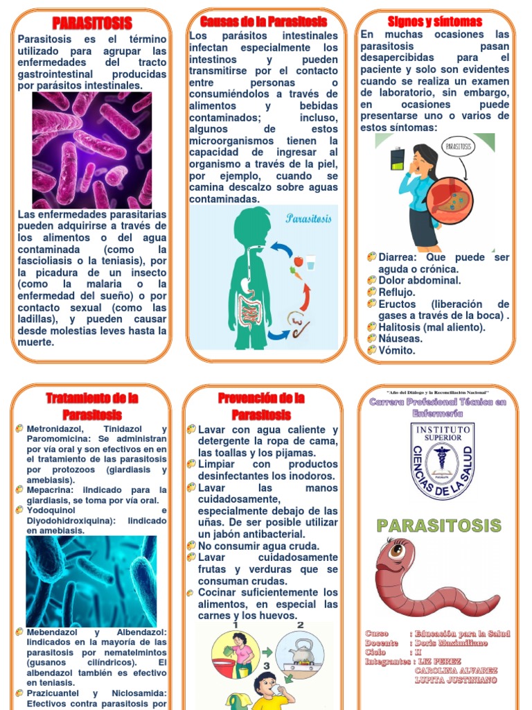 Triptico PARASITOSIS | Medicina CLINICA | Salud pública