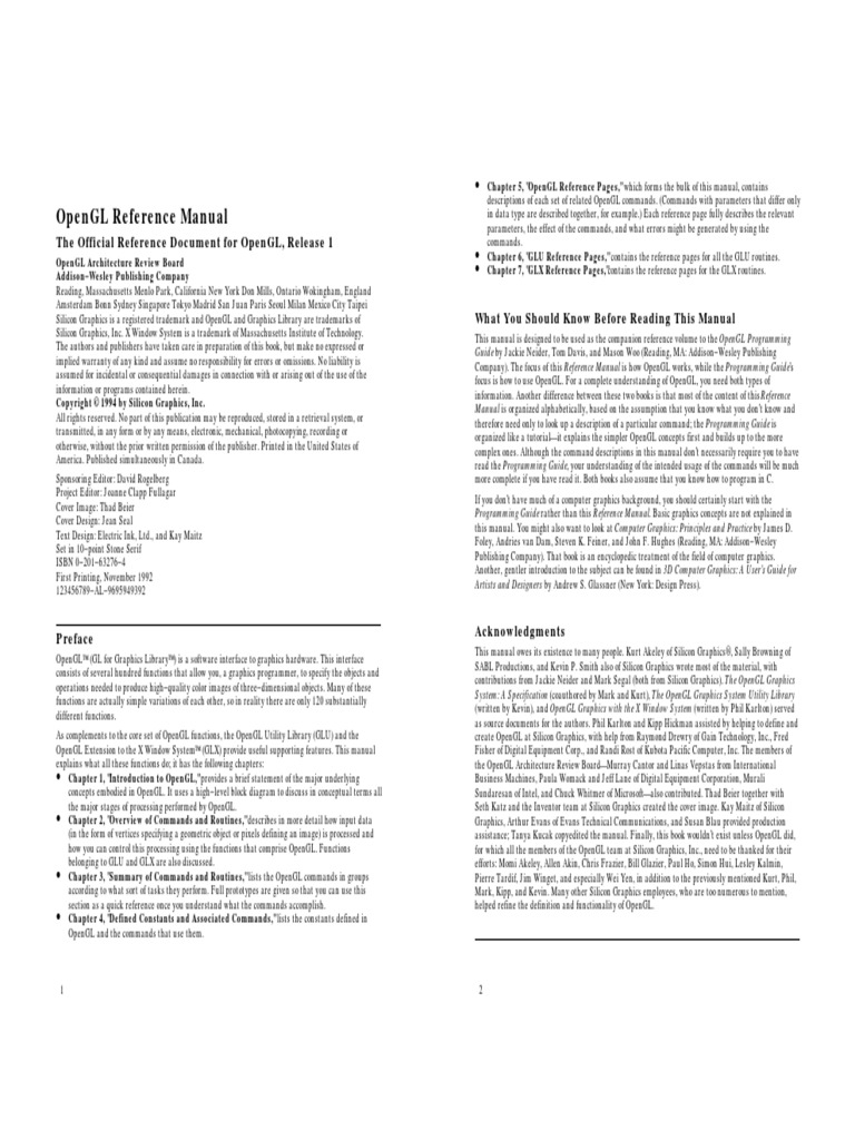 OpenGL Reference Manual PDF | PDF | Texture Mapping | Shader OpenGL Reference Manual PDF | PDF | Texture Mapping | Shader