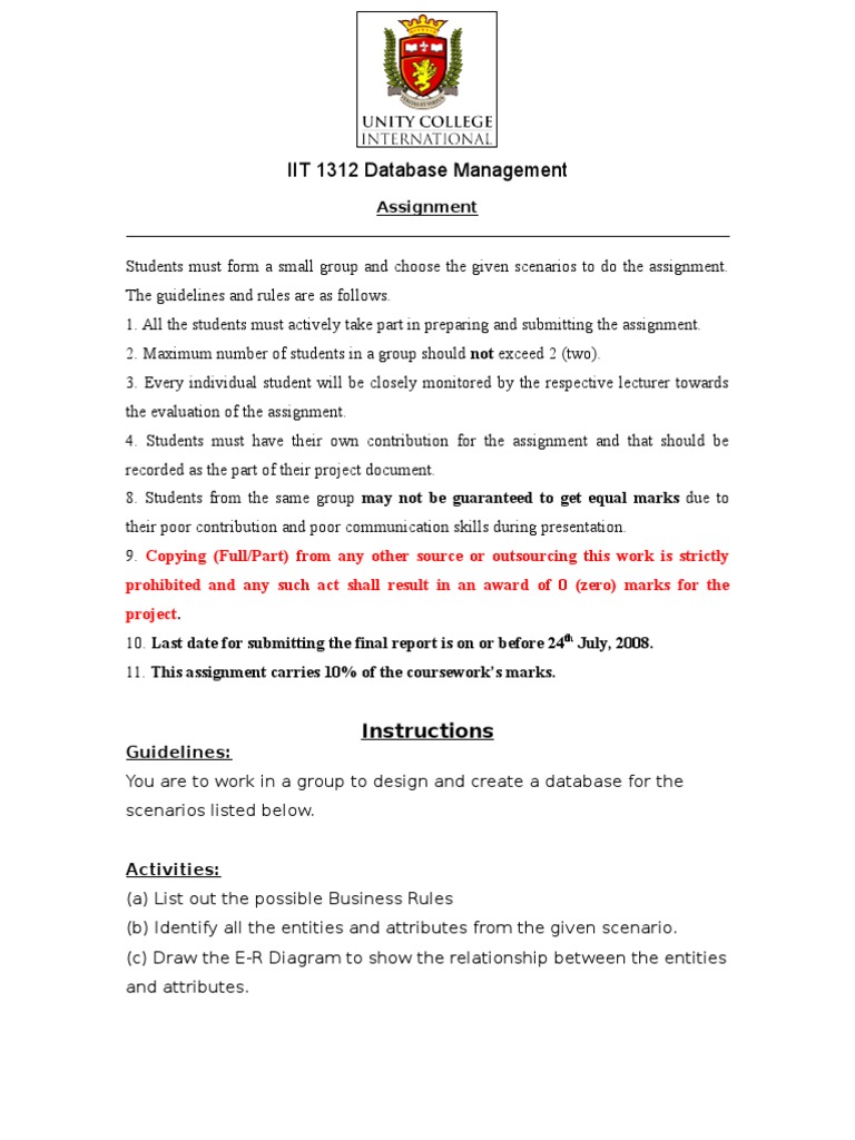 Assignment Database Management Pdf Databases Information Technology