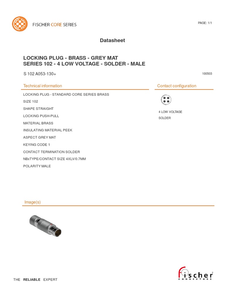Fischer 102 Connector Datasheet | PDF | Electrical Connector ...