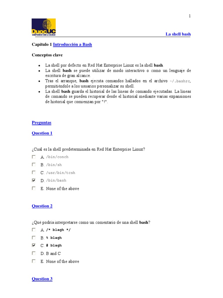 Semana 4 y 5 - La Shell Bash Guia de Ejercicios Resuelta | Descargar gratis PDF | Interfaz de ...