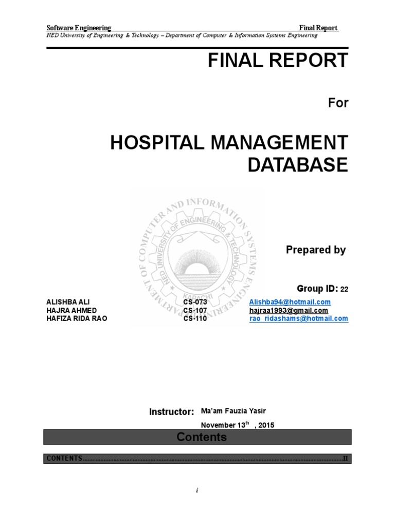 Hospital Management System Report | PDF | Hospital | User (Computing)