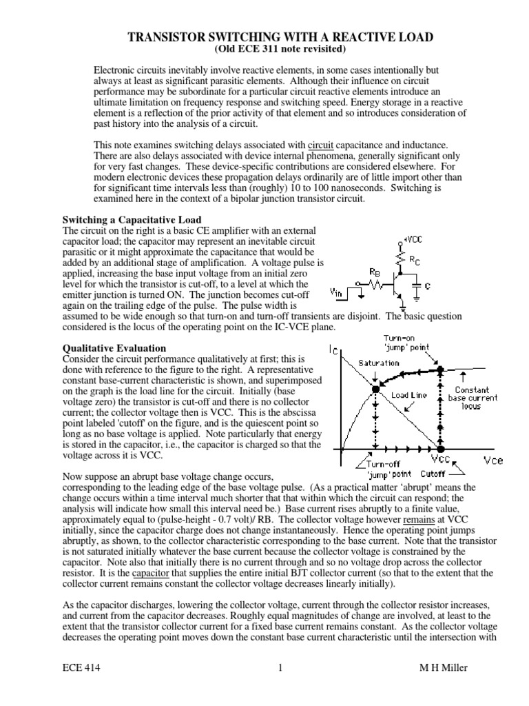 Transistor Switching With A Reactive Load: (Old ECE 311 Note Revisited) | PDF | Inductor | Capacitor