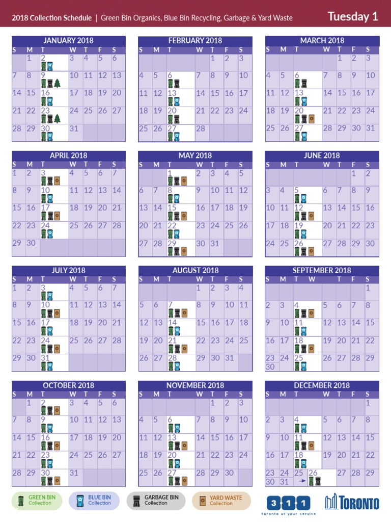 Toronto Garbage Schedule Daytime - Tuesday - 1 | PDF | Waste Management ...