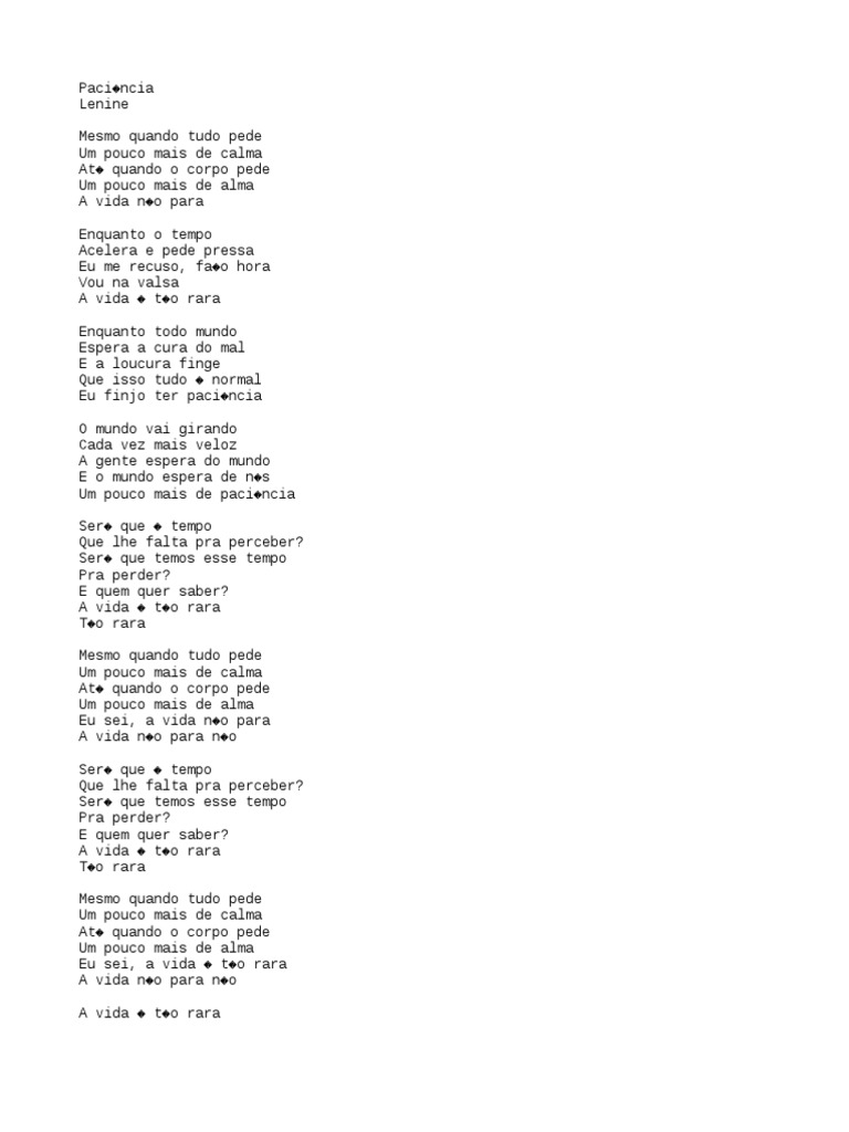 Letra Lenine Paciência | PDF