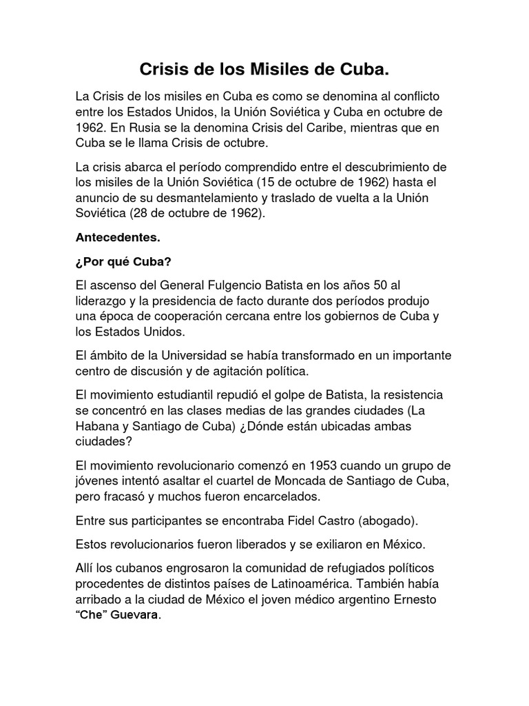 Crisis de Los Misiles de Cuba | PDF | Cuba | Fidel Castro