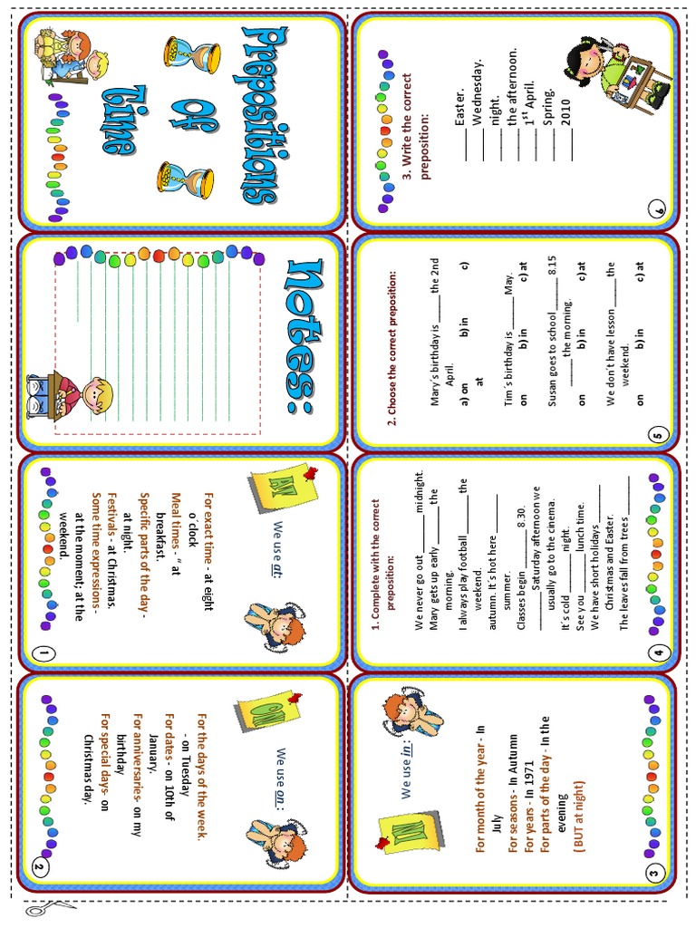 Prepositions of Time Mini Book PDF | PDF | Easter | Birthdays