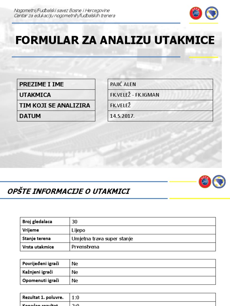 Formular Za Analizu Utakmice | PDF