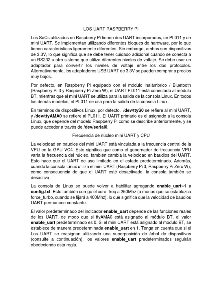 Configurar Uart Raspberry Pdf Raspberry Pi Áreas De Informática