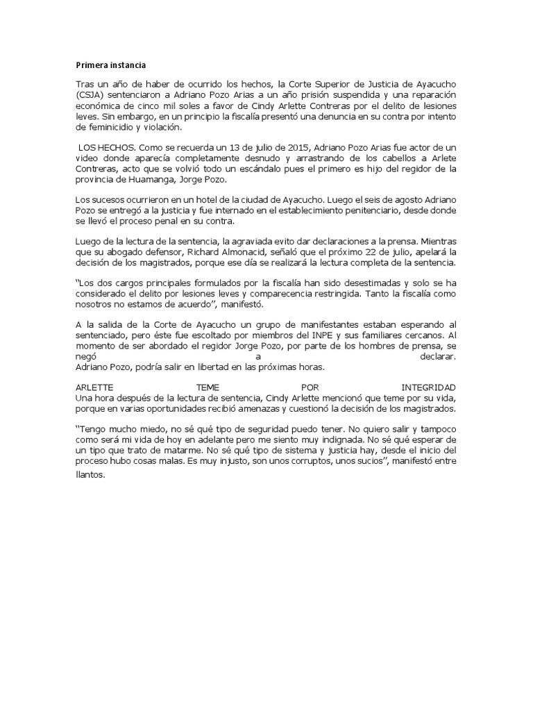 Caso Arlett | PDF | Derecho penal | Intención (Derecho Penal)