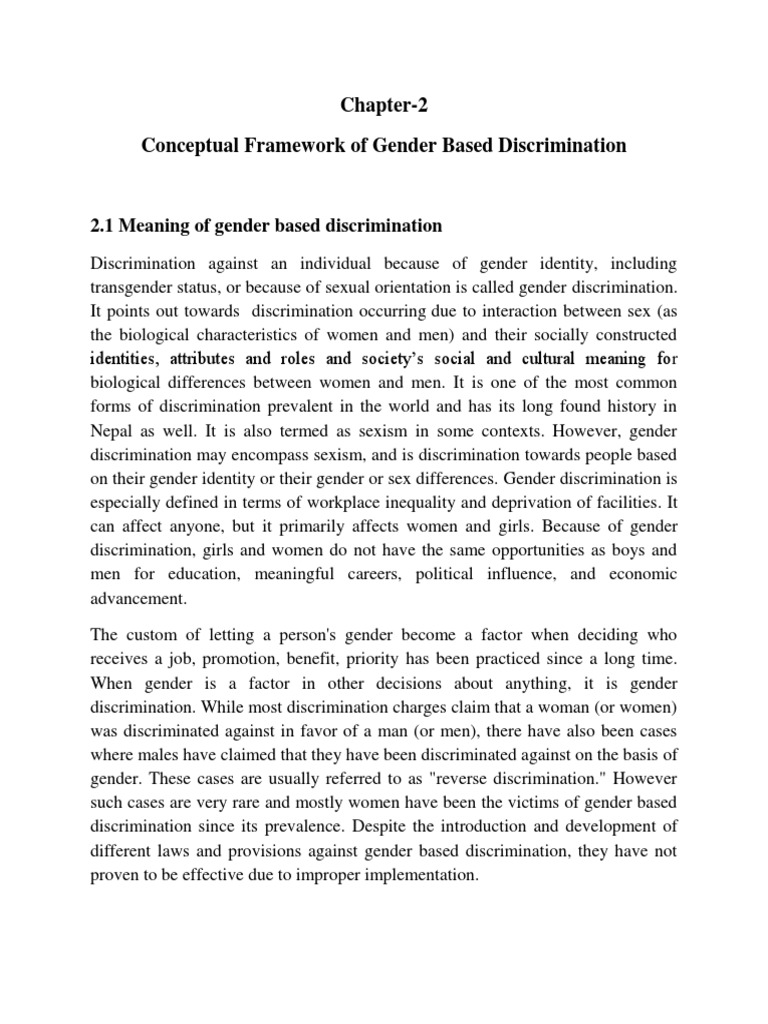 Gender Discrimination Framework | PDF | Sexism | Women's Rights