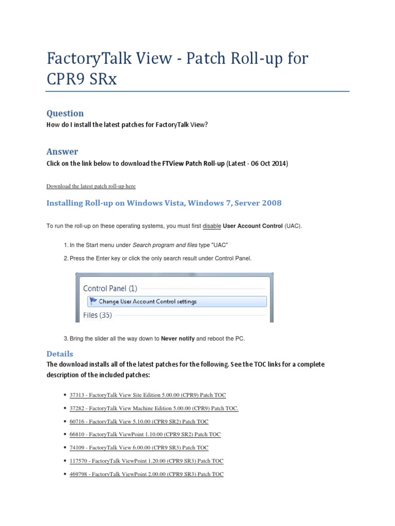 FTView Patches 06.oct.2014 | PDF | Windows Registry | Microsoft Windows