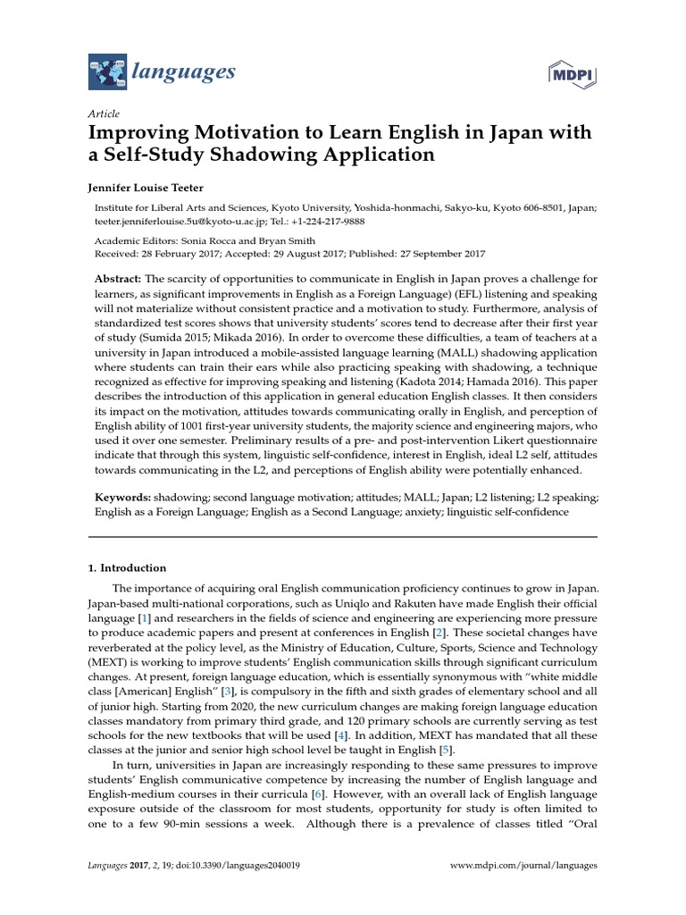 Languages 02 00019 PDF | PDF | Second Language Acquisition | Second ...