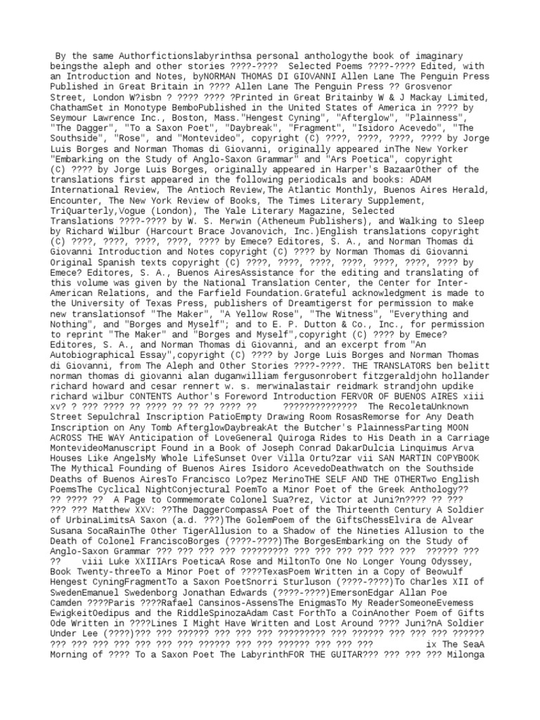 Borges: Selected Poems Overview | PDF | Art