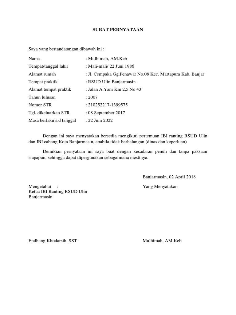 Surat Pernyataan Ibi | PDF