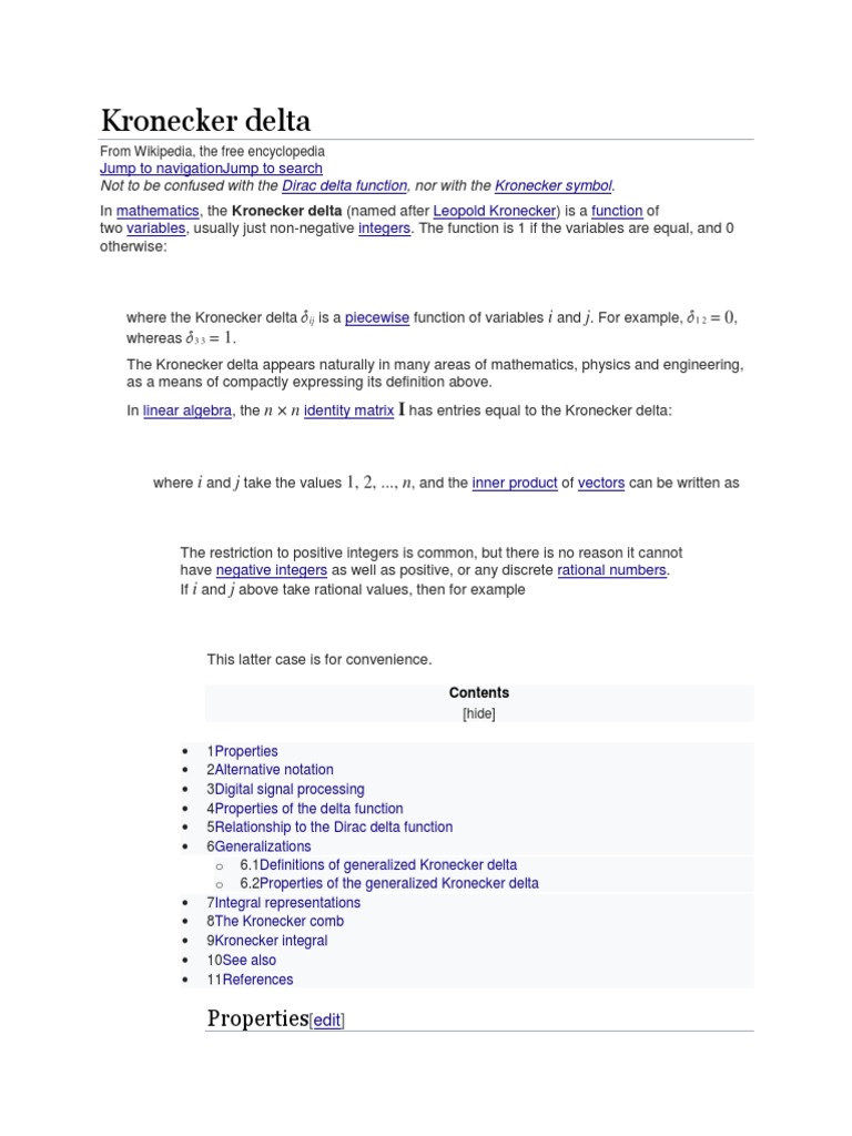 Kronecker Delta | PDF | Mathematical Objects | Teaching Mathematics