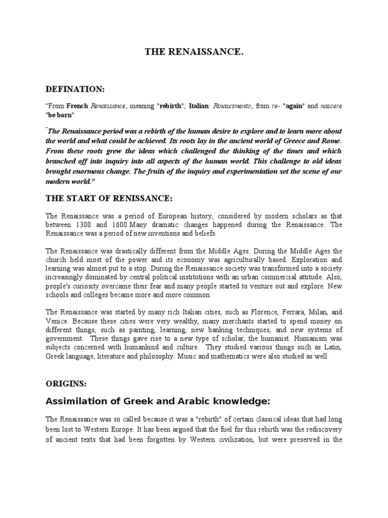 The Renaissance | PDF | Renaissance Art | Renaissance