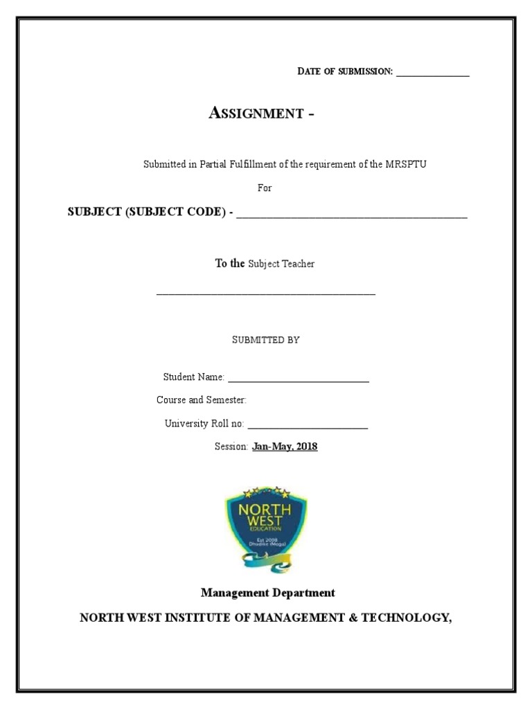 Assignment Submission Form Template | PDF | Career & Growth | Business