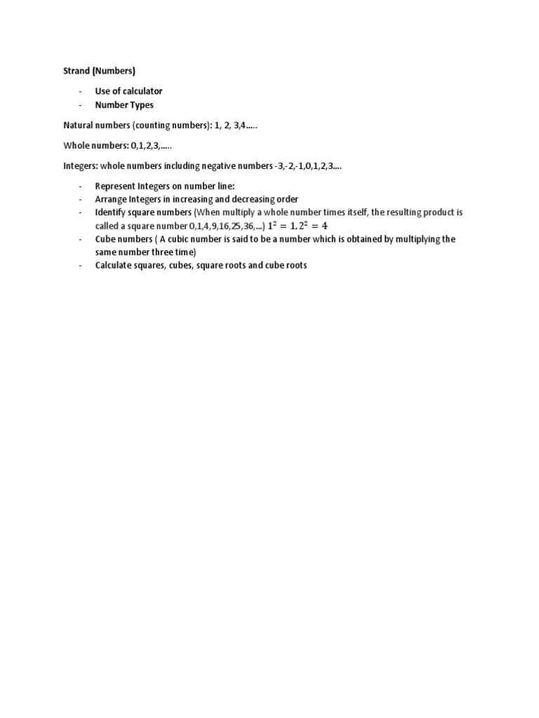 Strand (Numbers) Use of Calculator Number Types | PDF