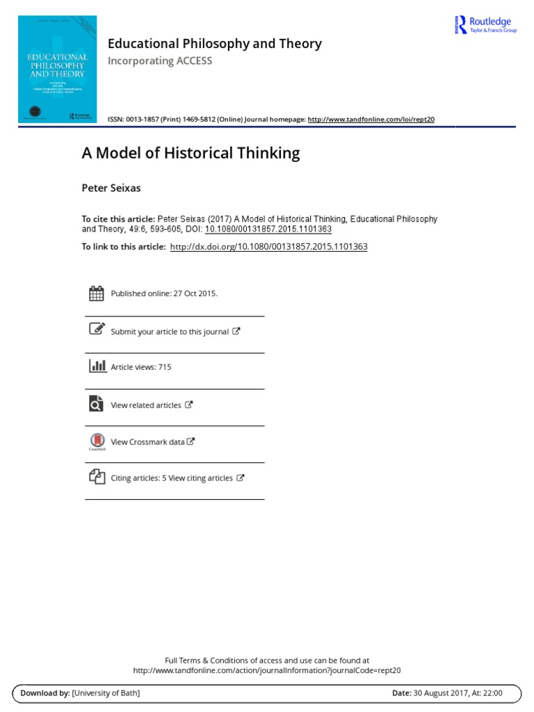 Seixas A Model of Historical Thinking PDF | PDF | Consciousness ...