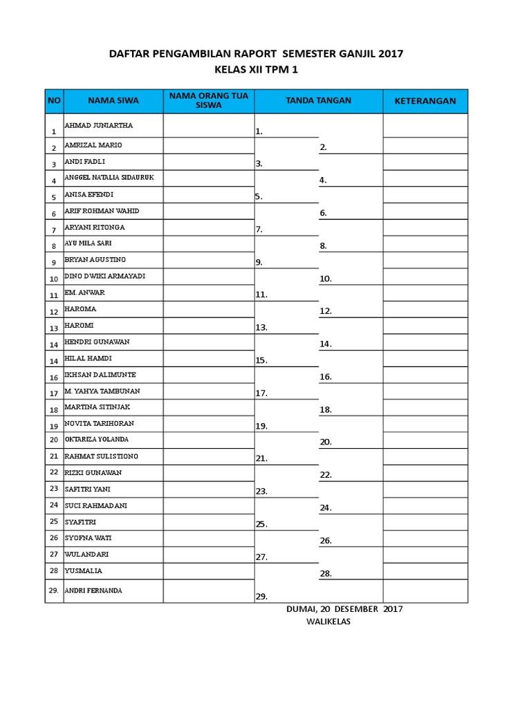 Absensi Raport Mid | PDF