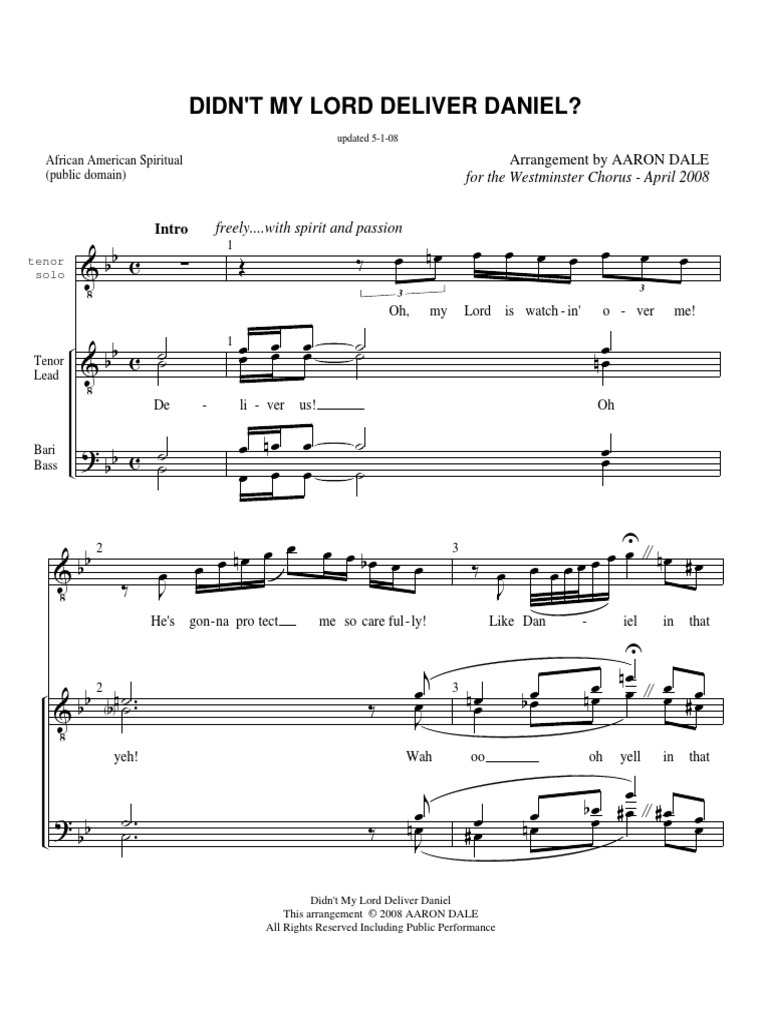 Didnt My Lord Deliver Daniel-Music | PDF