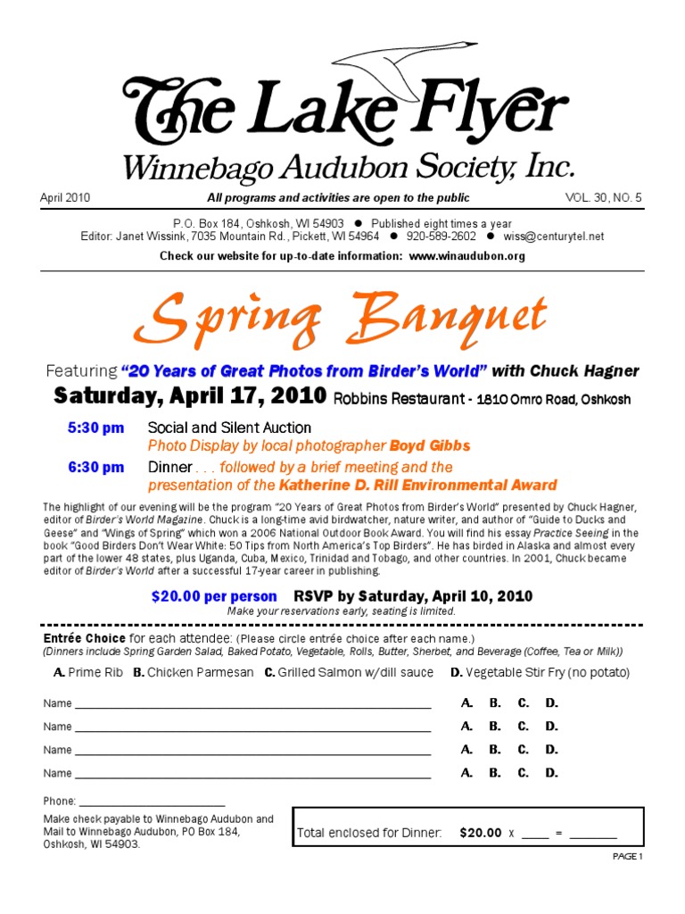 April 2010 Lake Flyer Newsletter Winnebago Audubon Society | Download ...