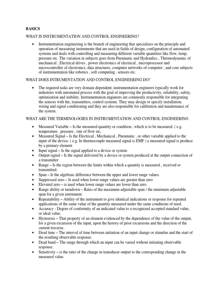 Instrumentation and Control Engineering | PDF | Instrumentation ...
