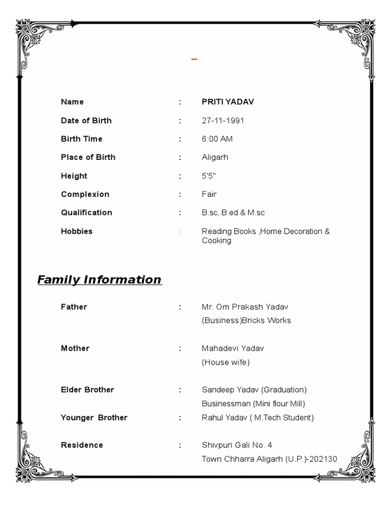 Bio Data Shadi | PDF