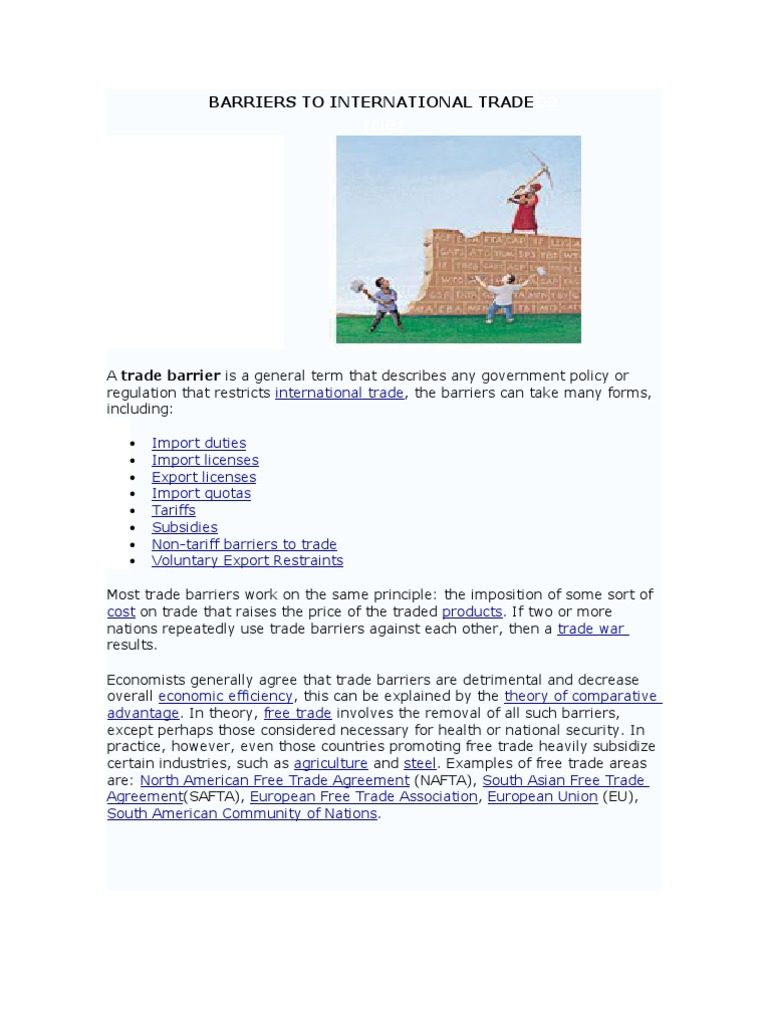 Barriers To International Tradeba | PDF | Tariff | Non Tariff Barriers ...