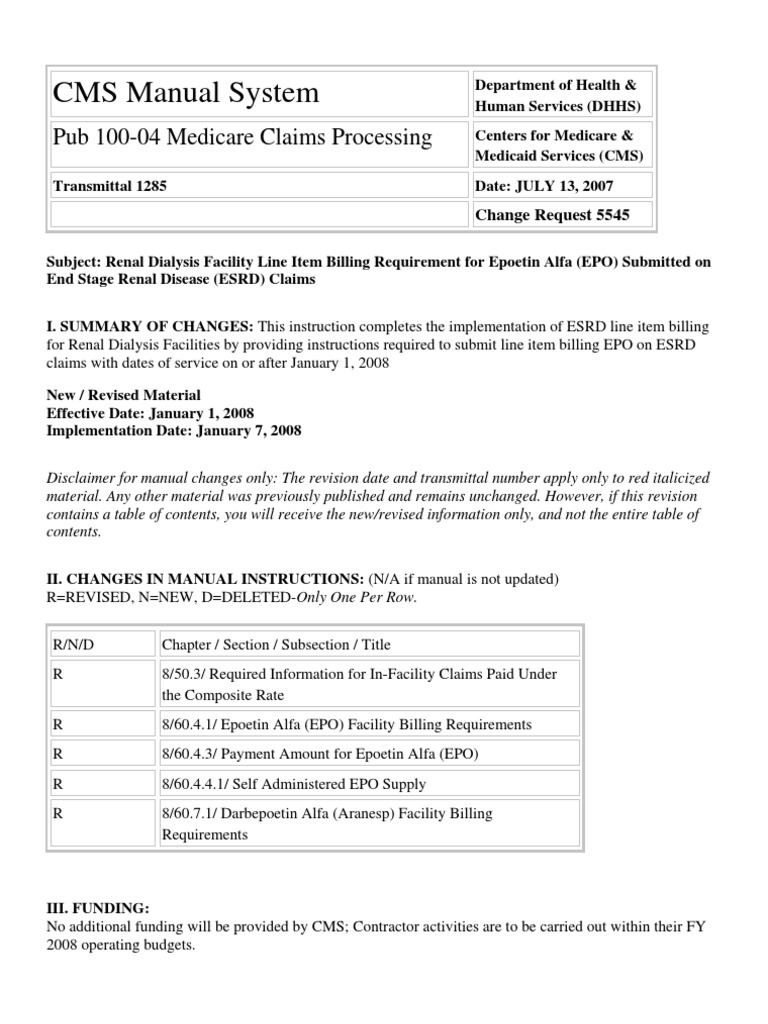 CMS Manual System: Pub 100-04 Medicare Claims Processing | PDF ...