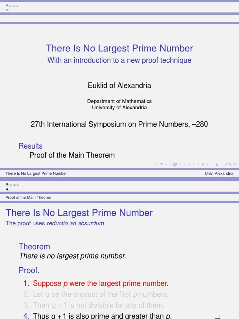 Proof: No Largest Prime Number | PDF