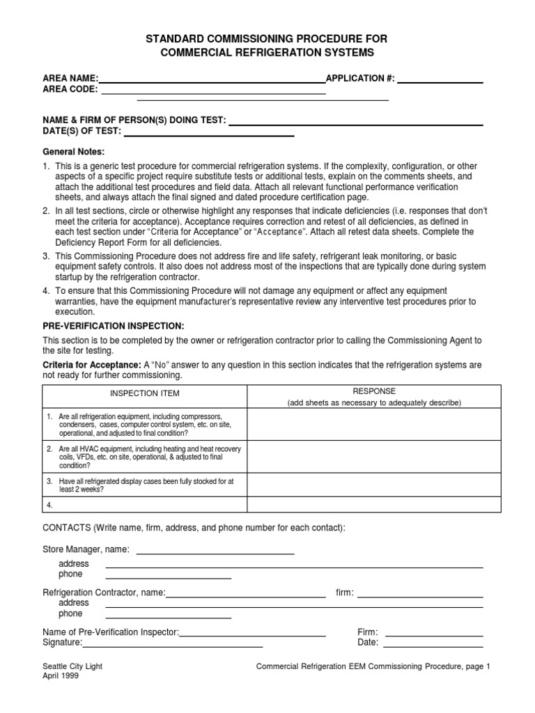 Commercial Refrigeration Commissioning Guide | PDF | Hvac | Refrigeration