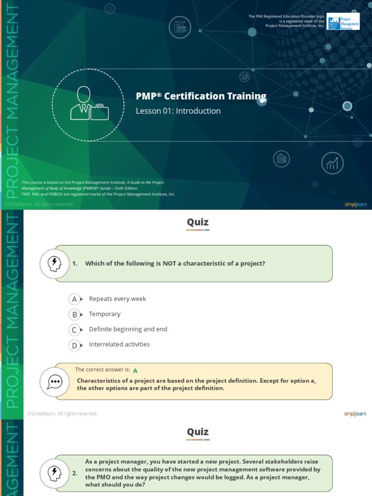 PMP Quiz | PDF | Project Management Professional | Project Management