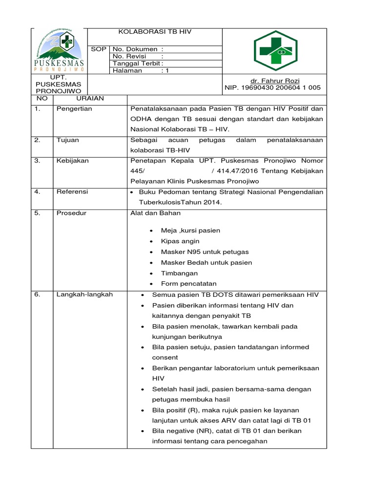 Sop Kolaborasi TB Hiv | PDF