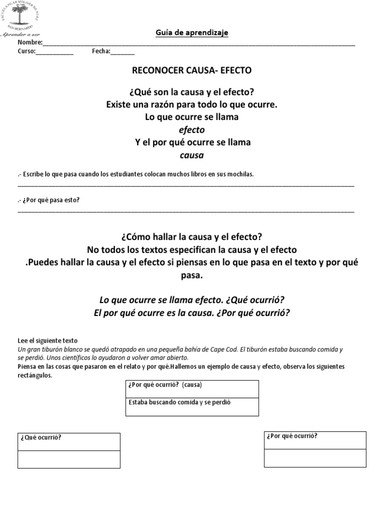 Guía de Aprendizaje Causa Efecto | PDF | Eje | Arboles