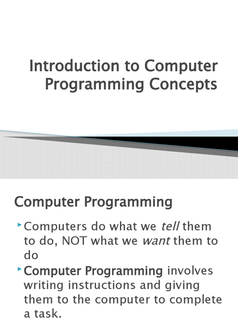 Introduction To Computer Programming Concepts Pdf Computer