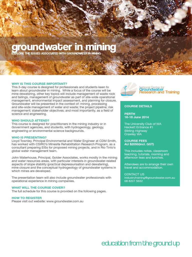 Groundwater in Mining | PDF | Hydrogeology | Mining